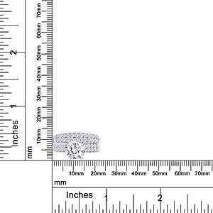 SAVEARTH DIAMONDS Center 7MM Round Cut Lab Created Moissanite Diamond Solitaire Bridal Set Engagement Ring in 10K Solid White Gold Jewelry for Women(1.75 Cttw)-7
