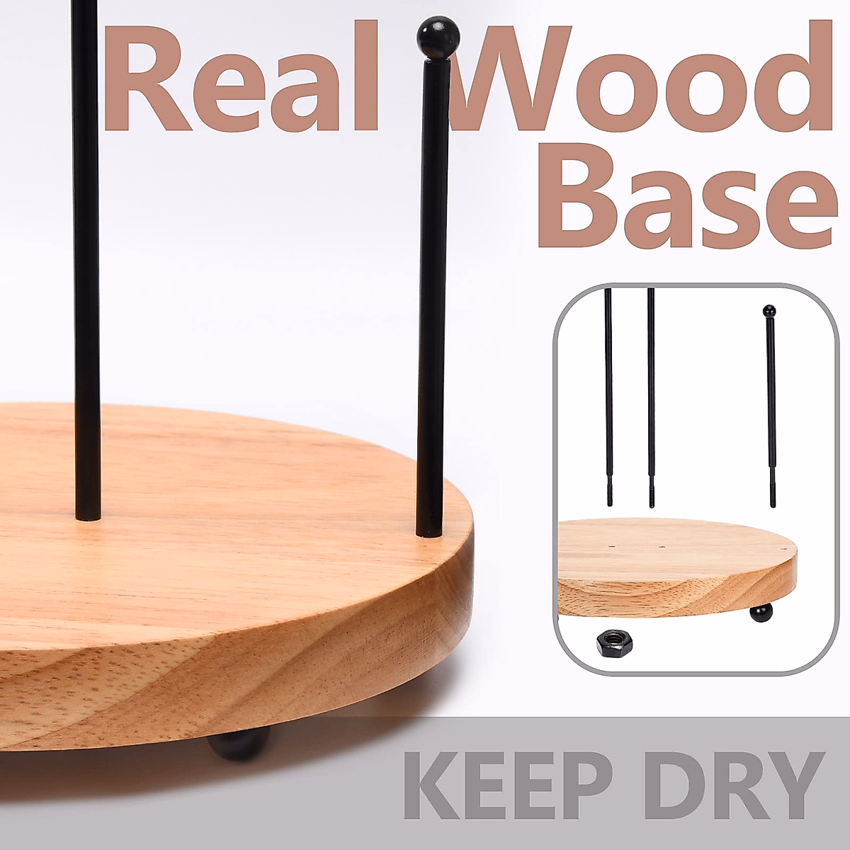 Lorbro Paper Towel Holder Countertop, Farmhouse Paper Towel Holder with Heavy Duty Wood Base, Wood Paper Towel Holder Rustic Style, Paper Towel Holder Stand for Kitchen Decor, Home