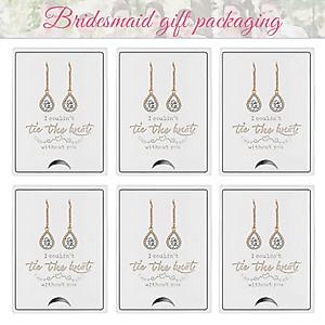 DHQH 4/6 Pairs Bridesmaids Proposal Gift Bridesmaids Earrings Classic Cubic Zirconia Teardrop Dangle Earrings for Women I Couldn’t Tie a Knot Without You Wedding Jewelry Gifts