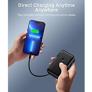 Portable Charger, Power Bank, 16000mAh Power Bank Built-in AC Wall Plug and Cables, PD 30W and QC4.0 Fast Charger for iPhone and Android Phones and Most Electronic Devices (Black)