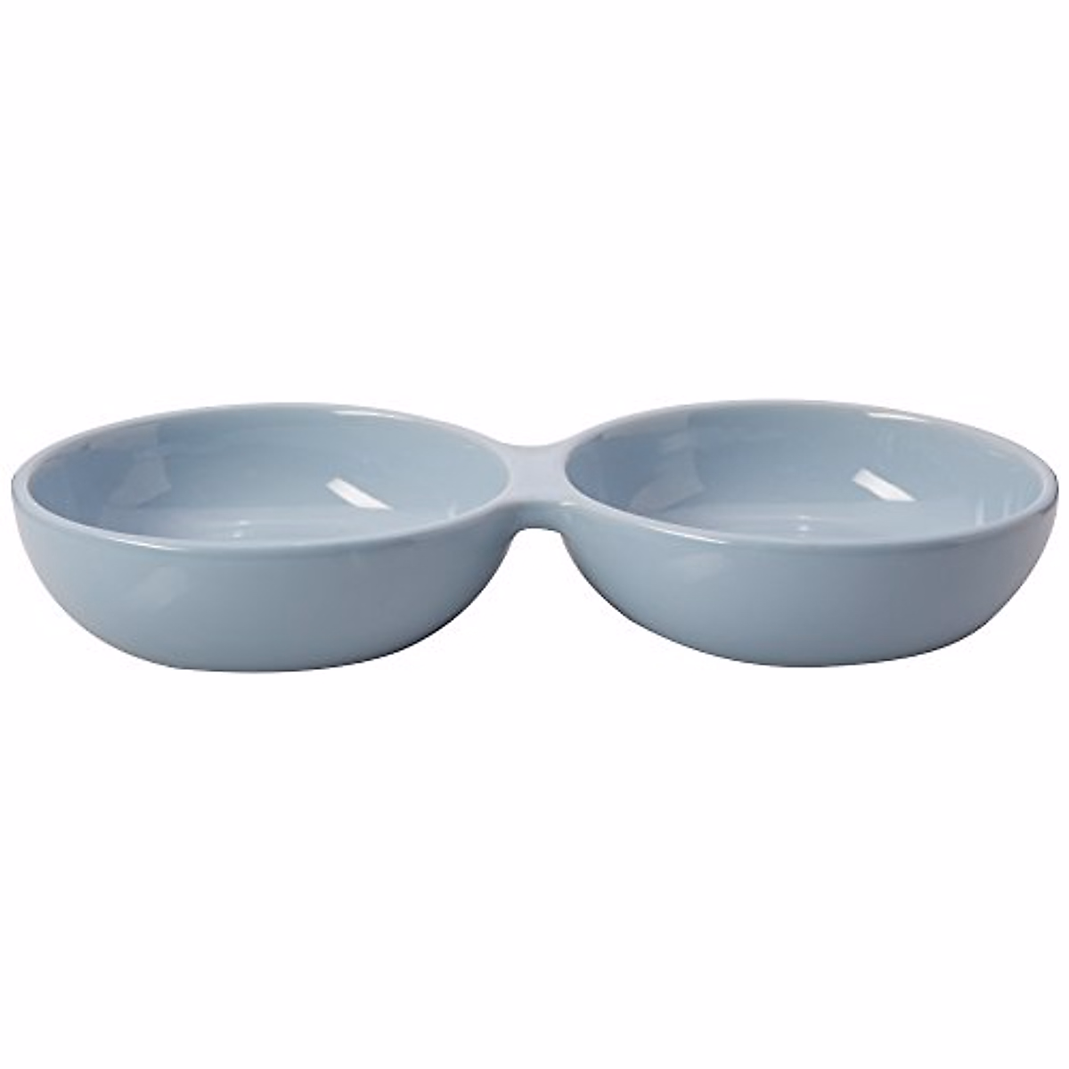 PetRageous 91431 Wubbys Duo Diner Stoneware Bowl 10-Inch Wide and 1.5-Inch Tall Bowl with 1-Cup Capacity Each Bowl and Dishwasher and Microwave Safe for Extra Small Dogs and Cats, Blue