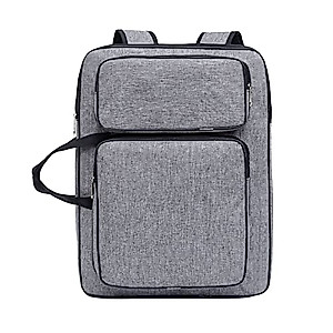 8K Artist Portfolio Carry Backpack Case Versatile Art Bags Waterproof Adjustable Drawing Board Backpack Art Storage Bags for Artworks Painting Drawing Sketching 19.7” x 14.6” x 2.4” (Gray)