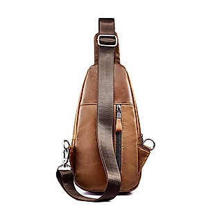 YUAN FAN Leather Sling Bag for Men,Crossbody Purse Chest Bag Backpack Messenger Shoulder Bag Small