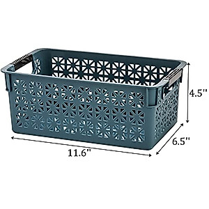 Yesland 6 Pack Plastic Storage Baskets Bins, 10.5 X 6 X 4.75 Inch Organizing Book Bins Baskets with Handle, Small Stackable Plastic Basket for Classroom or Home Organizing - Orange, Blue, Green