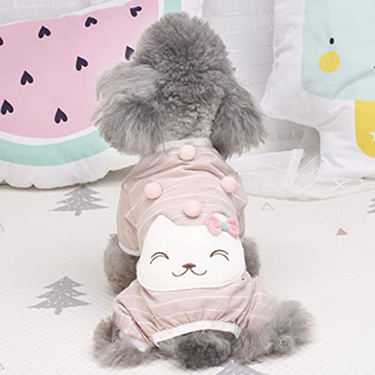 Woo Woo Pets Dog Pajamas Costumes Doggie PJS Puppy Jumpsuit Clothes Soft Pet Onesies Jammies Cute Camouflage Cat Apparal Dog Shirt, Pink