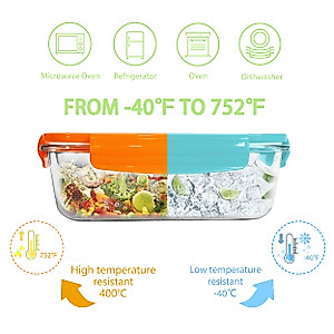 ZRRHOO 10 Pack Glass Meal Prep Containers with Lids, Food Storage Containers with Built in Vent, Airtight Bento Boxes for Lunch, BPA Free & Leak Proof (Black&White)