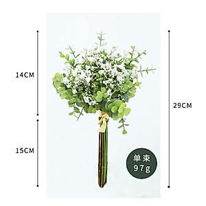 RUJIU 36Pieces/lot Artificial Plant Silk Plastic Flowers Eucalyptus Leaves Stems Branches Floral Bouquets Wreath Arrangement Home Table Garden Wedding Greenery Decoration (Gypsophila with Eucalyptus)