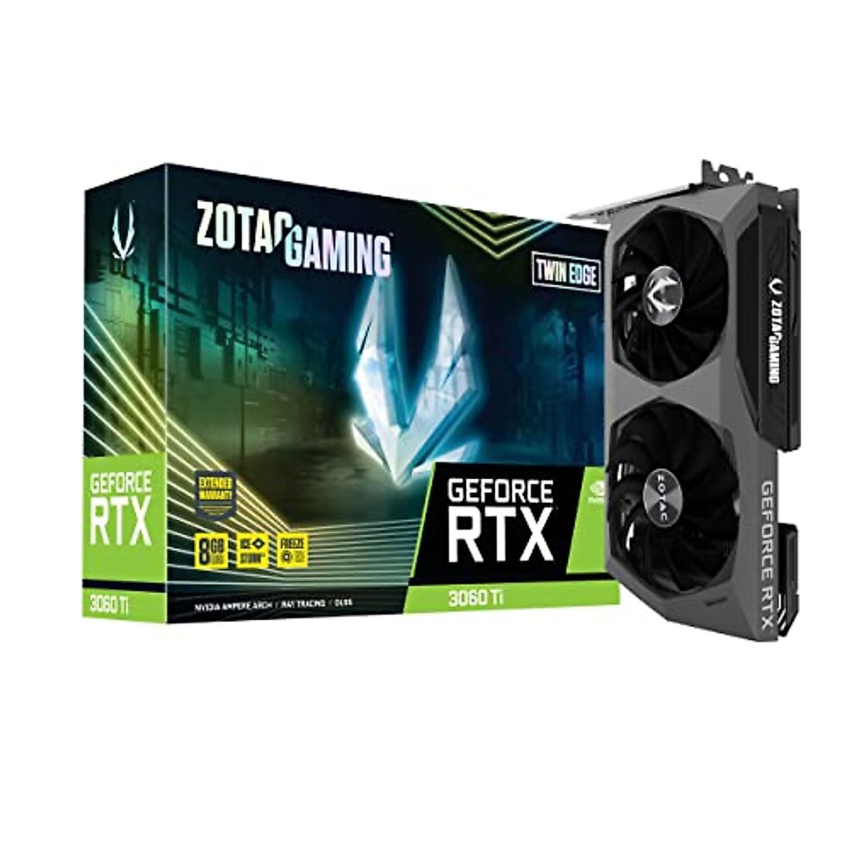 ZOTAC Gaming GeForce RTX™ 3060 Ti GDDR6X Twin Edge 8GB GDDR6X 256-bit 19 Gbps PCIE 4.0 Gaming Graphics Card, IceStorm 2.0 Advanced Cooling, Active Fan Control, ZT-A30620E-10P
