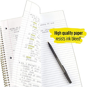 Five Star Spiral Notebooks, 1 Subject, College Ruled, 11" x 8-1/2", Cute Designs Bright Colors, 3 Pack, Design May Vary.