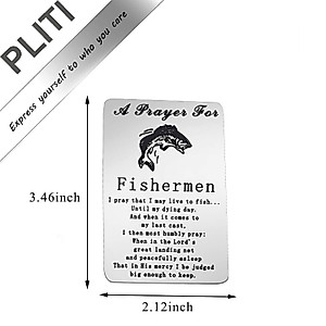 PLITI Fisherman Prayer Gifts Fishing Wallet Insert Christian Gifts Fishing Gift Fishermen Gift Fathers Day Gift For Dad Grandfather Godfather Fishing Buddy Gifts Nautical Gifts