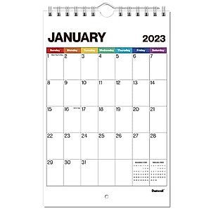 Dunwell Mini Wall Calendar 2023 - (5.5x8.5, Colorful), Use to Dec 2023, Small Notepad Calendar, Little Calendar for Locker, Bulletin Board, Wall, or Desk