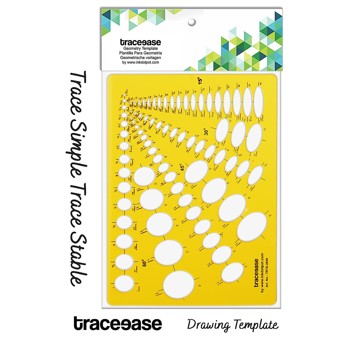 Traceease Trace Simple Trace Stable, 30 Degree Triangle Quilting Ruler and Quilting Template, All Purpose Acrylic Tool for DIY Design Shaped Angular Stencils, 13.9 cmx 22.8 cm