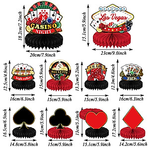 10 Pieces Las Vegas Party Decorations Casino Themed Centerpieces for Tables Decorations 3D Casino Theme Honeycomb Table Topper for Casino Night Birthday Baby Shower Party Supplies