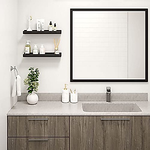 Ballucci Floating Wall Shelves Set of 2, Picture Ledge Wooden Shelves for Nursery, Living Room, Bedroom, Bathroom, Kitchen, Office; 18 Inch - Black