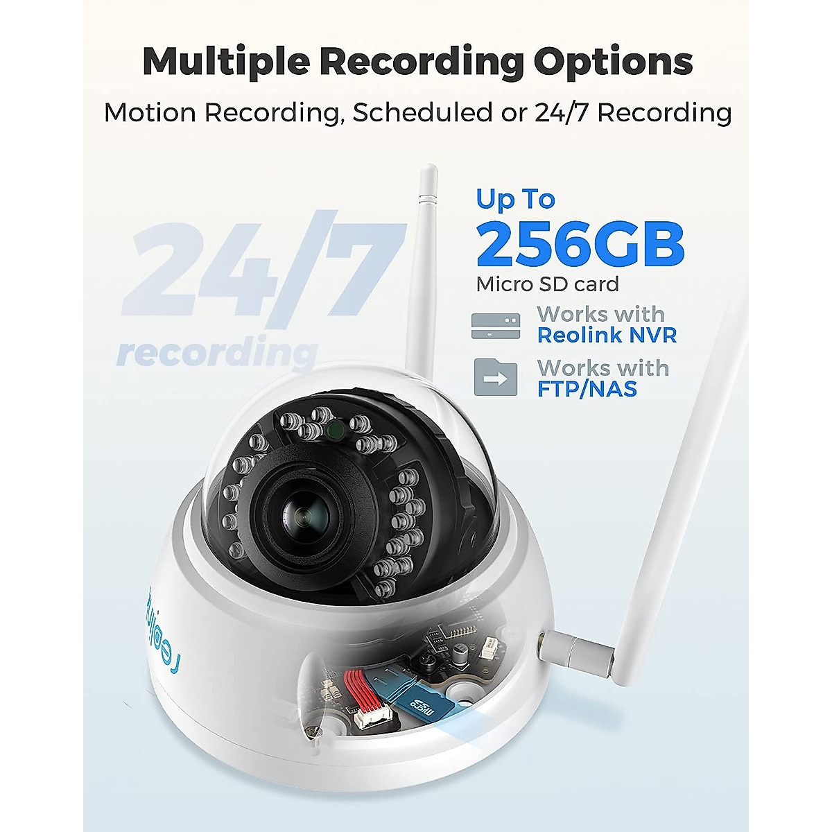 REOLINK RLC-542WA - 5MP HD Outdoor Camera for Home Security, Dual Band WiFi Security Camera with Person/Vehicle Detection, IK10 Vandal Proof, 5X Optical Zoom, 2.4/5 GHz WiFi, Time Lapse, Non-PT