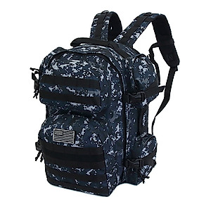 NPUSA Men's Large Expandable Tactical Molle Hydration ReadyBackpack Daypack Bag - ACU Navy Digital Camo