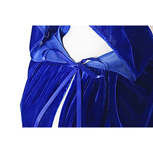 BIGXIAN Long Hooded Cloak Velvet Cape Witch Costume Halloween Costumes for Women Men (Blue, Large)