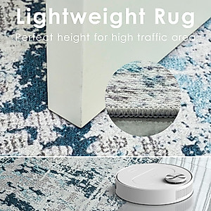 INGEROOM Abstract Blue Area Rug, Machine Washable, Non-Slip Backing, 5x7 Feet, Modern Rug for Living Rooms, Bedrooms and Dining Rooms