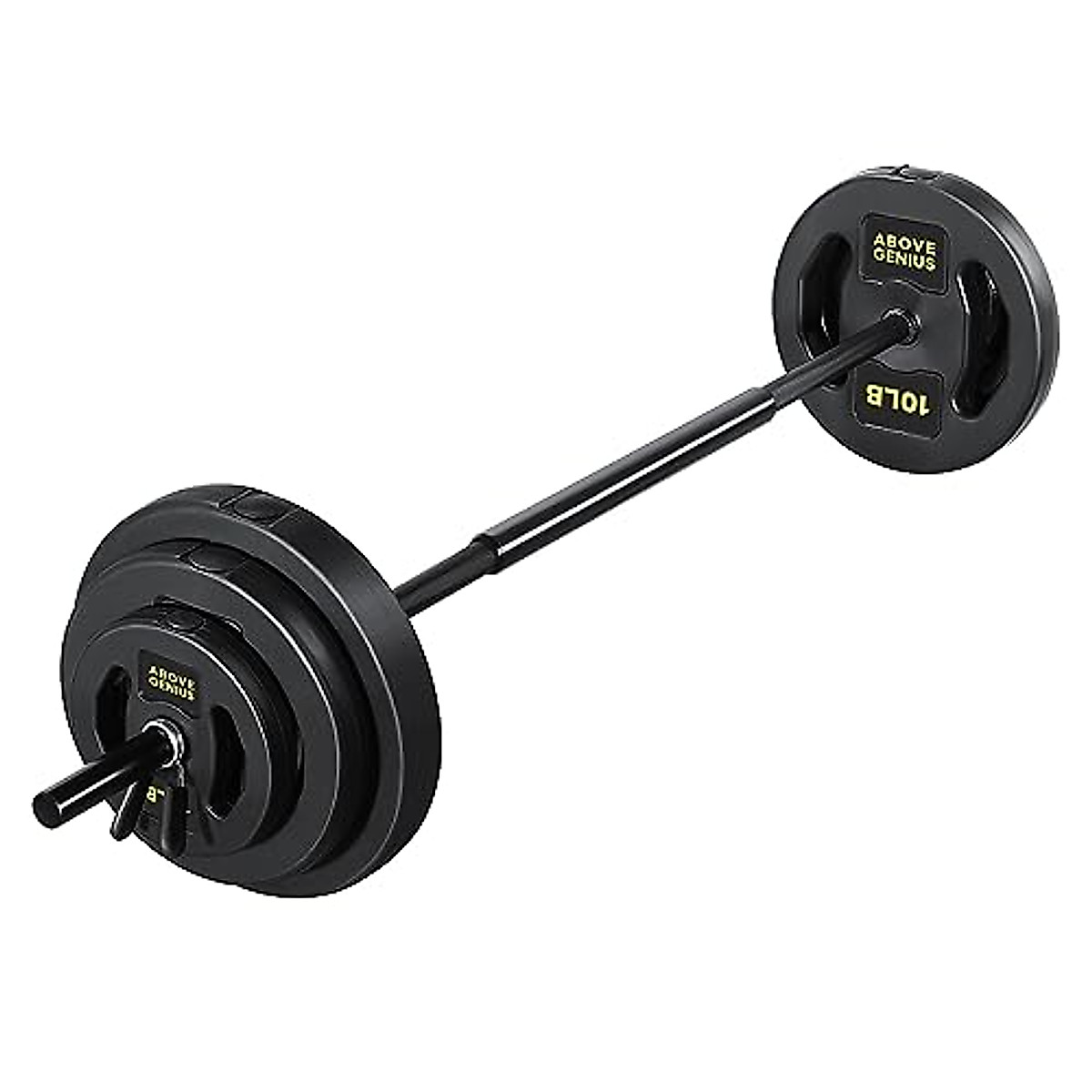 Abovegenius Barbell Weight Set for Lifting, 45 Lb Weight Bar Set with Adjustable Weights for Workout Bar for Home Gym (Black)