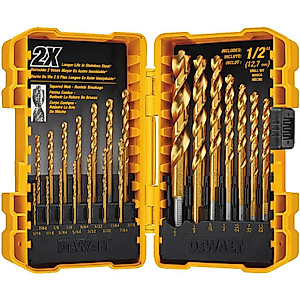 DEWALT DG5543 16 in. 33 Pocket Tool Bag + DEWALT Titanium Nitride Coated Drill Bit Set, Pilot Point, 21-Piece (DW1361)