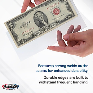 BCW Regular Bill Deluxe Currency Holders - 10ct | Deluxe Archival Safe Bill Protector Sleeves | Double-Polished Clear Vinyl | for Collectors and Numismatics | US Regular Bill Currency Holders