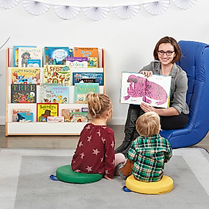 Factory Direct Partners 11941-WHRD Colorful Essentials Big Book Display, Laminate Storage Shelf for Kid"s Books for Bedroom, Playroom, Daycare or Classroom - White/Red