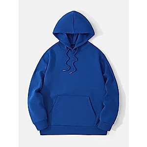 Floerns Men's Letter Graphic Print Long Sleeve Drawstring Hoodie Sweatshirt Tops A Blue S