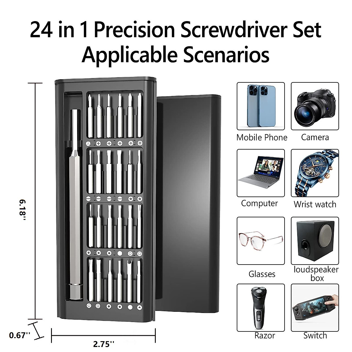 24 in 1 Premium Precision Screwdriver Set, Small Screwdriver Set with Phillips Head & Flathead, Magnetic Mini Screwdrivers Kit for Fixing Electronics, PC and Eyeglass Repairing