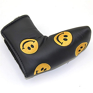 DBYAN Smile Face LIMITED EDITION Golf Blade Putter Covers Head cover for Scotty Cameron Odyssey Callaway Taylormade Titleist Ping Mizuno Cobra,Black/yellow (Black/Yellow)