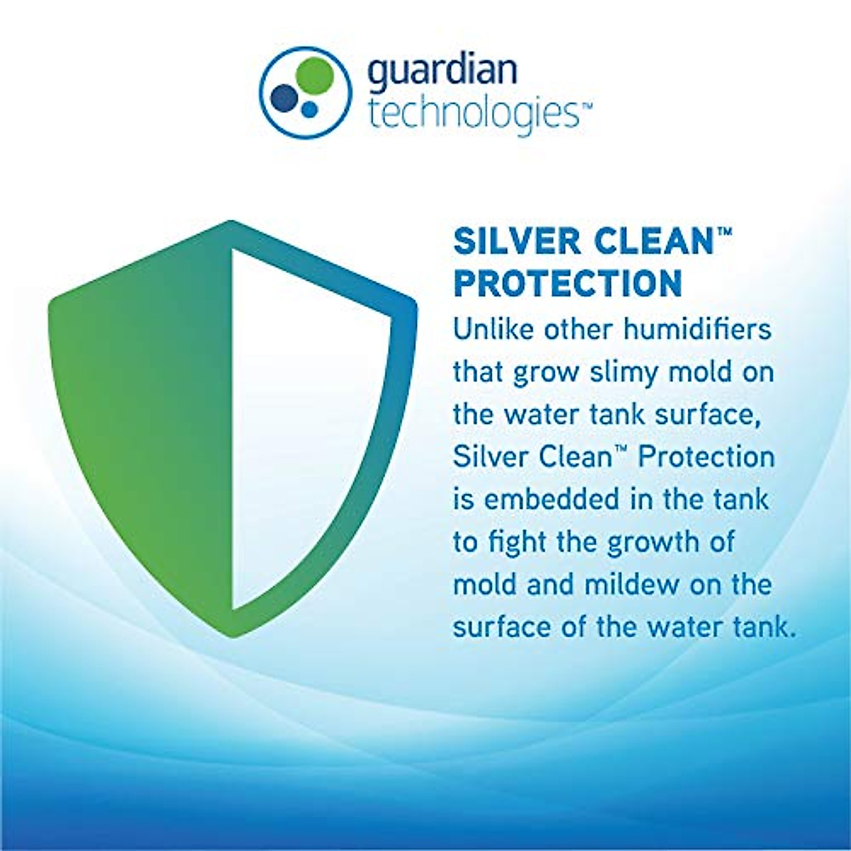 PureGuardian H1175WCA Ultrasonic Cool Mist Humidifier, 90 Hrs. Run Time, 1.5 Gal. Tank Capacity, 390 Sq. Ft. Coverage, Medium Rooms, Quiet, Filter Free, Silver Clean Treated Tank, Essential Oil Tray