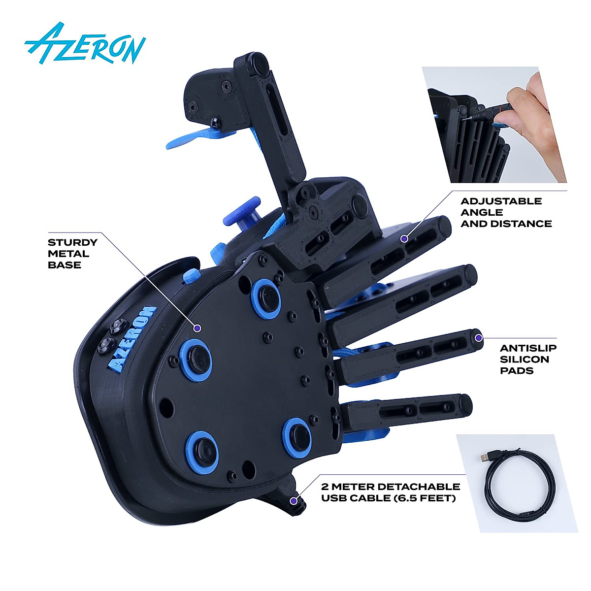 AZERON Classic Gaming keypad - Programmable Gaming Keyboard for PC & Console Gaming - Customized, 3D Printed Analog Thumbstick keypad with 26 Buttons - for Righties (Black)