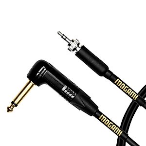Mogami GOLD BPSE TS-30R Belt Pack Instrument Cable for Wireless Instrument Systems, 1/4" TS Male Plug to 3.5mm Locking TRS Male Plug, Right Angle to Straight Connectors, 30 Inch
