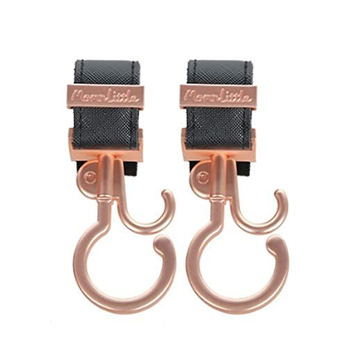 MomnLittle Multi-Purpose 2 Pack Stroller Hooks(ROSE GOLD) Leather Purse & Bags Hooks for Stroller Hook Accessories Bag Holder for Wagon Buggy