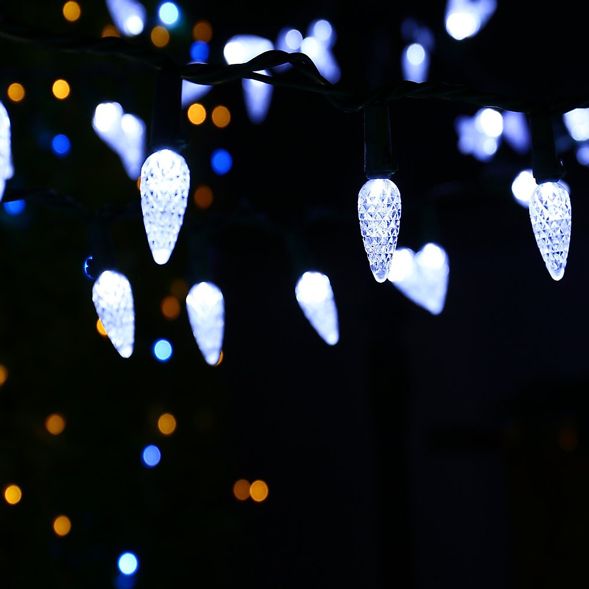 Brizled Upgrade Faceted C5 LED String Lights, 100 LED 33ft Mini String Lights, 120V UL Certified Clear Christmas Light Set for Indoor & Outdoor Decoration, Patio, Garden, Party and Holiday, Cool White