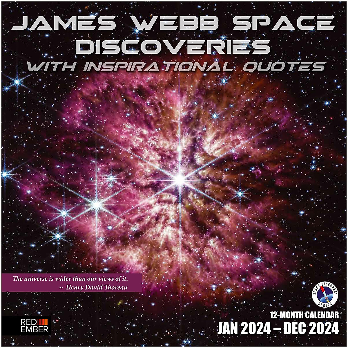 RED EMBER James Webb Space Telescope 2023 Hangable Monthly Wall Calendar |12" x 24" Open | Thick & Sturdy Paper | Giftable | Outer Space Universe NASA