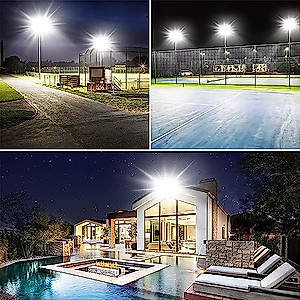 STASUN LED Flood Lights Outdoor, 300W 27000LM Dusk to Dawn Security Light with Photocell, IP66 Waterproof, 5000K, 3 Heads Adjustable Wide Outside Lighting for Area Parking Lot, Yard, Street, Stadium
