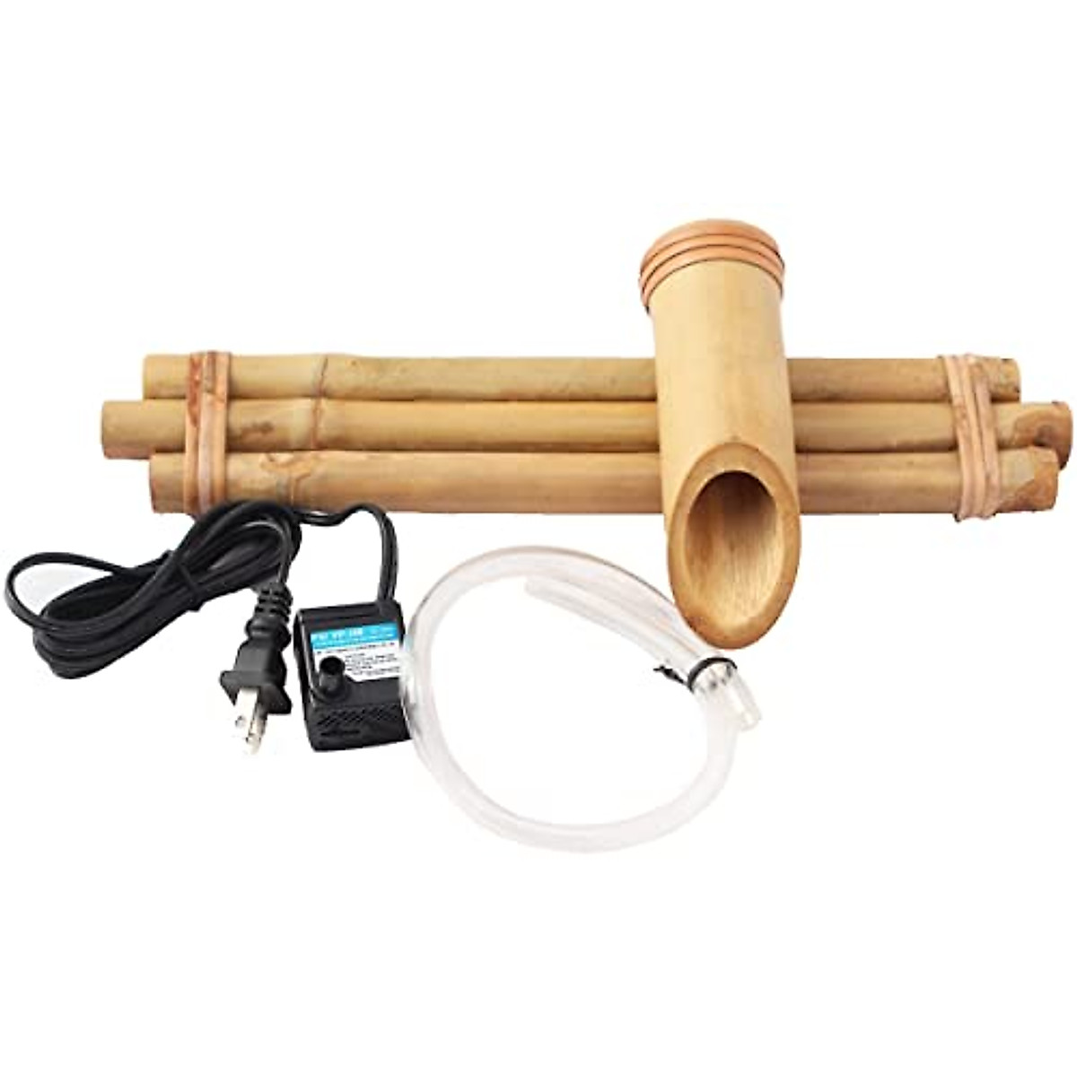 Bamboo Accents Water Fountain with Pump, Indoor/Outdoor Fountain, 12” Wide Three-Arm Style Base, Smooth Split-Resistant Bamboo to Create Your Own Zen Fountain (Container Not Included)