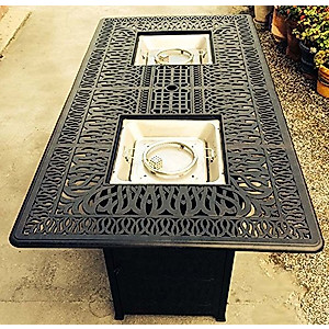 Bar Height fire Pit Dining Set 9 Piece cast Aluminum Patio Furniture Sunbrella Cushions