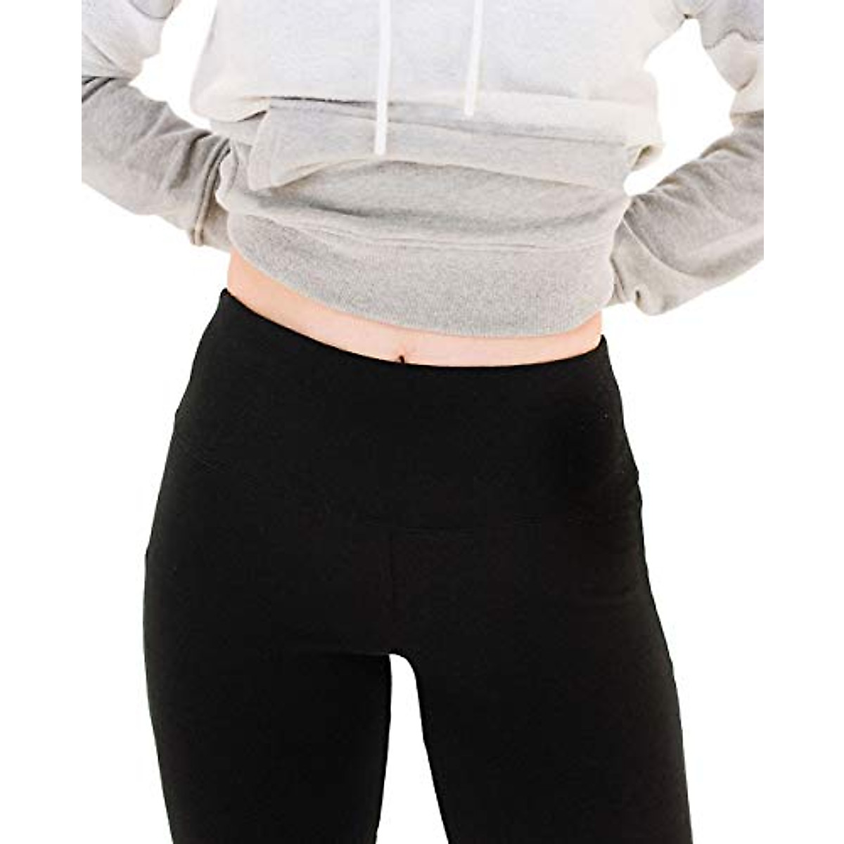 Spalding Womens Activewear Cotton Spandex Yoga Pant with Pocket Leggings, Black, Large US