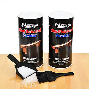 Naissgo Shuffleboard Sand Wax Shuffleboard Powder Set with Mini Dustpan & Broom，2 Cans(2×14 oz)