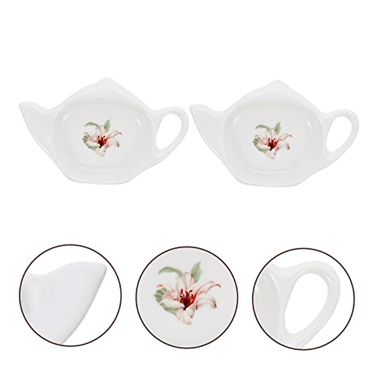 Healeved 2pcs Tea Bag Saucer China Tea Set Condiment Tray Platter Tray Ceramic Teabag Tray Tea Sachet Holder Porcelain Spoon Rest Tea Bag Holders Tea Coasters Trays Small Teabag Coasters
