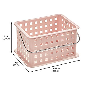 iDesign Spa BPA-Free Plastic Small Stackable Basket with Handle - 9.25" x 7" x 5", Blush
