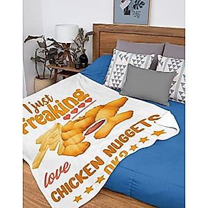 I Just Freaking Love Chicken Nuggets Ok？ Flannel Blanket Cozy Soft and Fleece Throw Blankets for Adult Kids Couch Bed Sofa All Seasons Microfiber Decor Gifts 50"x40"for Kids