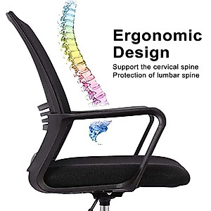 Desk Chairs Set of 6 Home Office Mesh Chair with Wheels Lumbar Support Ergonomic Office Chair Clearance for Bedroom Living Room Home Office Computer Chair Swivel Adjustable 36-40inch Black Chair