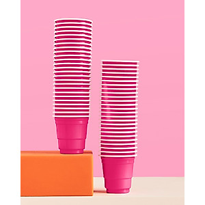 xo, Fetti Party Decorations Hot Pink Plastic Shot Glasses - 50 Disposable 2 oz Cups | Bachelorette Party Cups, Birthday Party Decorations, Party Favors, Pink Baby Shower Supplies, Cute Plastic Cups