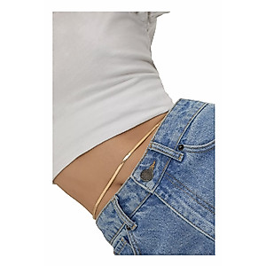 LUXSTRA Waterproof 18K Gold Waist-Chain | Three Sizes S, M, L Flat Snake Herringbone Belly Chain | Sexy Bikini Layering Body Chain For Women