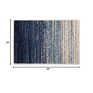 WESTLOOM Area Rug 2x3 Doormat Modern Ombre Area Rug Contemporary Front Door Mat Indoor Entrance Kitchen Rug Non-Shedding Small Rug Accent Door Mat for Living Room Bathroom Bedroom Blue