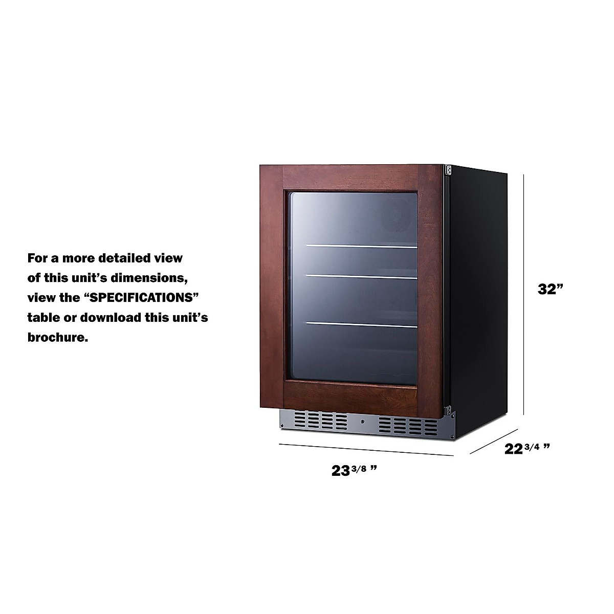 Summit Appliance AL57GPNR Commercial 24" Wide 5.0 Cu.Ft. Built-in Undercounter ADA Compliant Beverage Center with Panel-ready Glass Door, Black Cabinet, Factory Installed Lock and Digital Controls