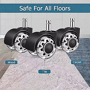 Office Chair Wheels,5 Pack (11x22 mm) Universal Caster Wheels Replacement for All Hardwood and Carpet Floors, Heavy Duty Roller Style Computer Desk Chair Casters