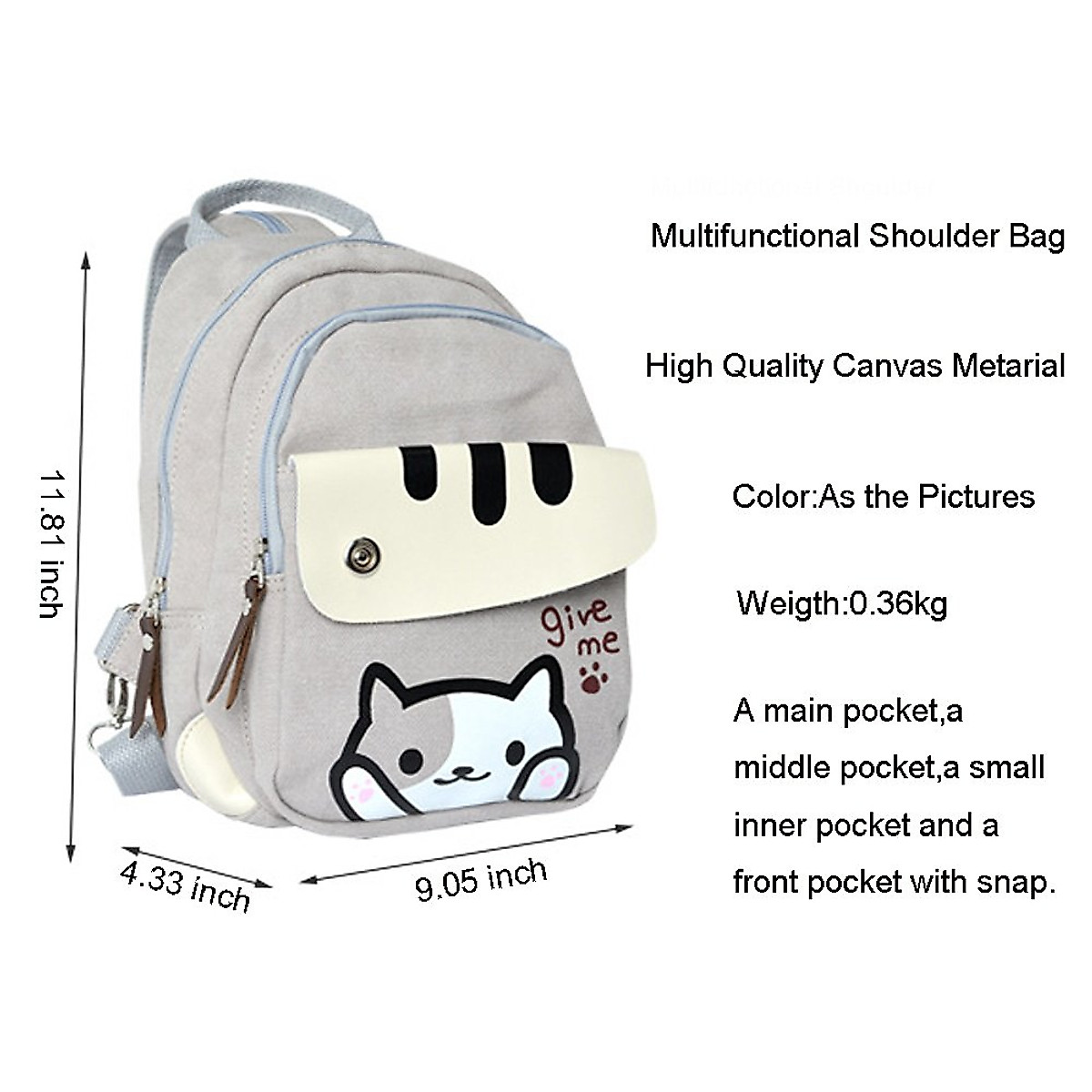 Anime Neko Atsume Multifunctional Shoulder Bag Knapsack Japanese Game Cat Backpack (#1)
